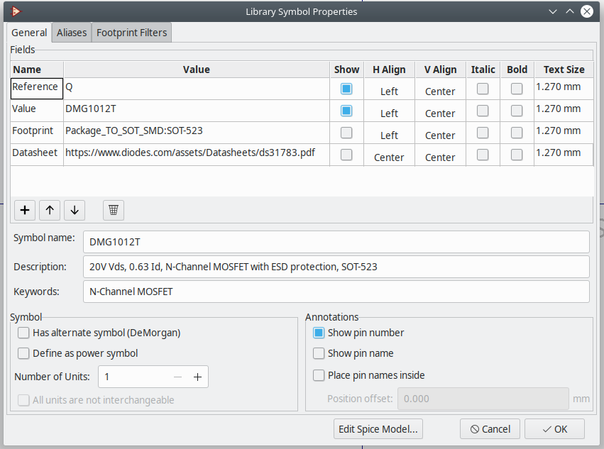 Added DMG1012T N-Channel enhancement MOSFET (!2581) · Merge requests ...