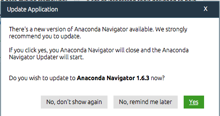 Anaconda Navigator - Update prompt at launch · Issue #2988 · ContinuumIO/anaconda-issues · GitHub