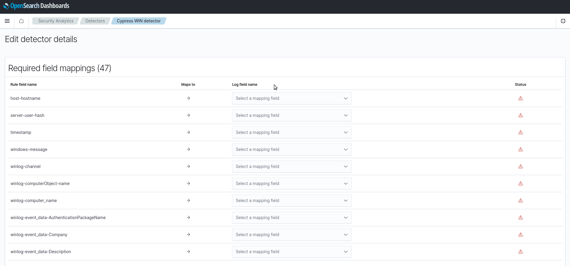 [BUG] Edit detector field mappings is missing some texts · Issue #402 · opensearch-project ...