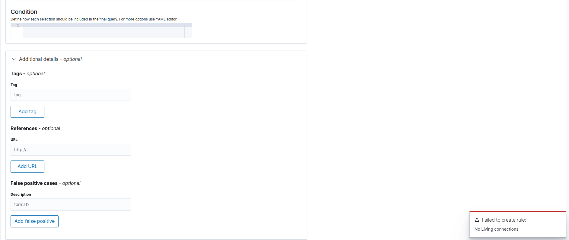 [BUG] Critical | Submitting the rule without condition breaks the app. · Issue #615 · opensearch ...
