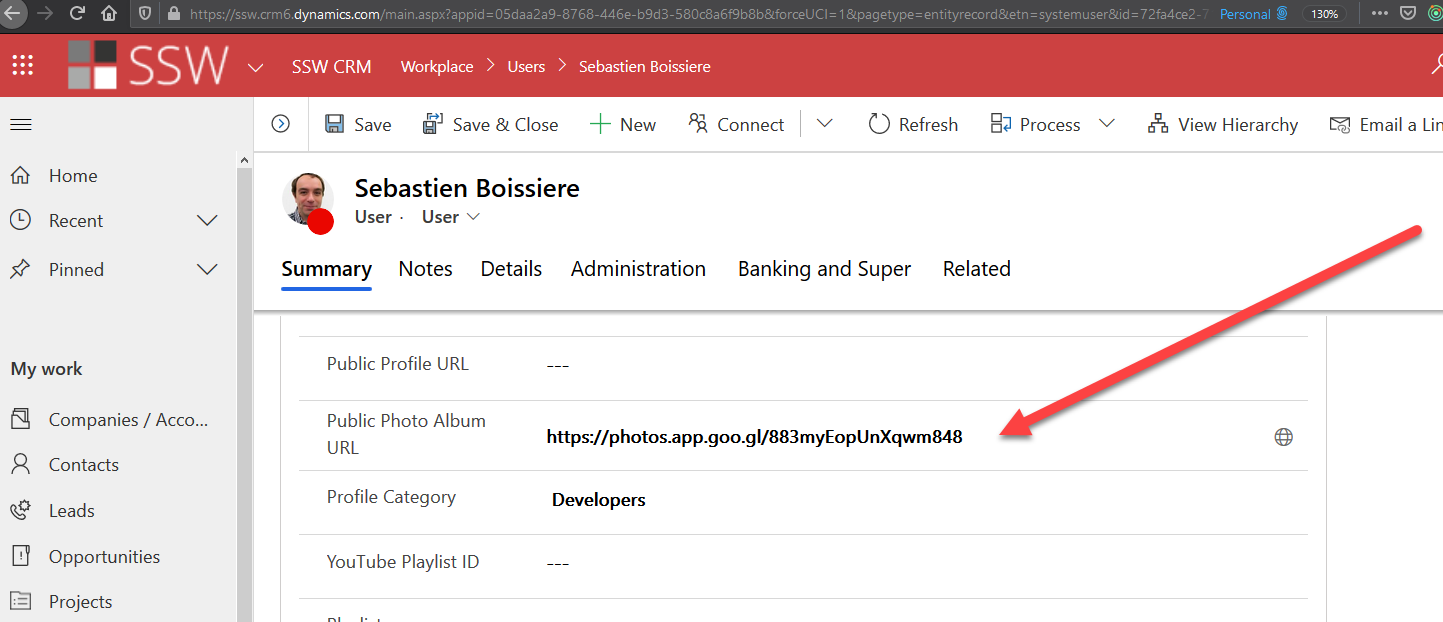 Add Field to CRM for public photo album URL · Issue #336 · SSWConsulting/SSW.People.Profiles ...
