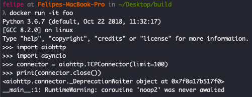 RuntimeWarning: coroutine 'noop2' was never awaited when closing any ... RuntimeWarning: coroutine 'noop2' was never awaited when closing any ...