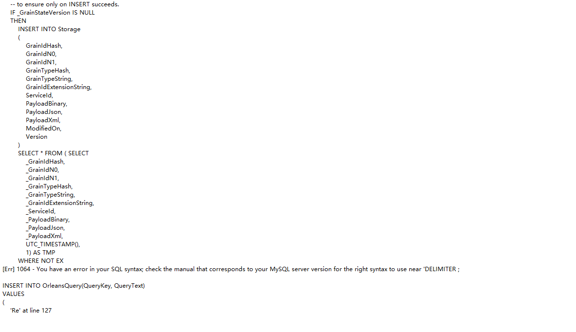 MySQL-Persistence.sql execution error · Issue #4126 · dotnet/orleans ...