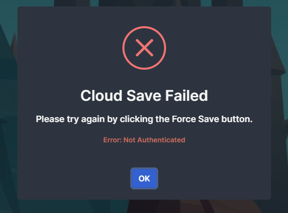 [Bug]: Cloud Save Failed · Issue #2807 · MelvorIdle/melvoridle.github.io · GitHub