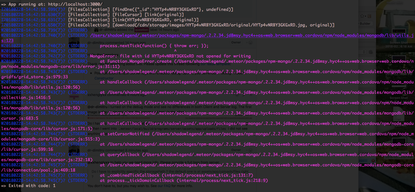 MongoError: file with id xxx not opened for writing · Issue #584 · veliovgroup/Meteor-Files · GitHub