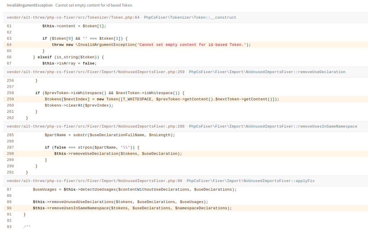 Unused Import Fixer Crash On Master · Issue 2878 · Php Cs Fixerphp Cs Fixer · Github