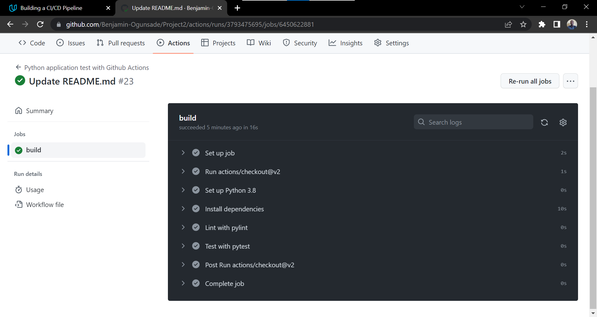 GitHub - Benjamin-Ogunsade/Agile-Development-with-Azure-Building-a-CI-CD-Pipeline: Udacity Project 2