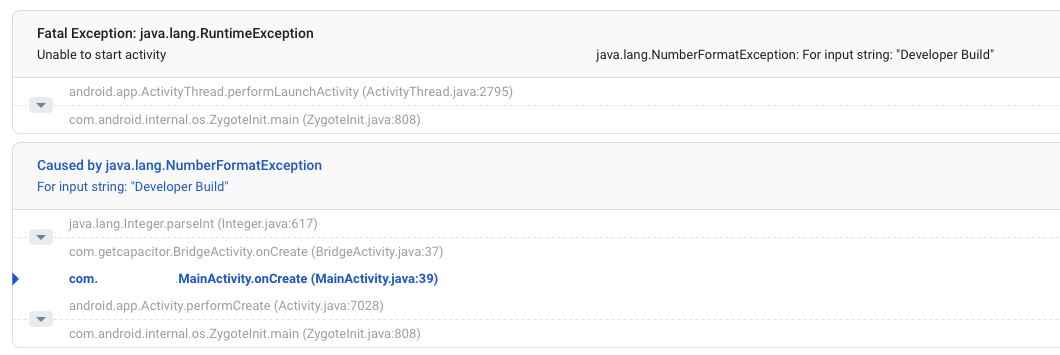 bug: Capacitor crashing when Webview Version is "Developer Build" · Issue #6144 · ionic-team ...