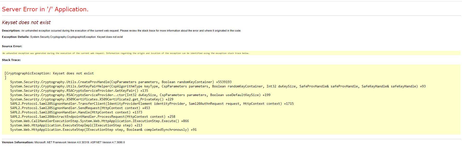 Certificate not found error on Windows Container · Issue #60 · i8beef/SAML2 · GitHub