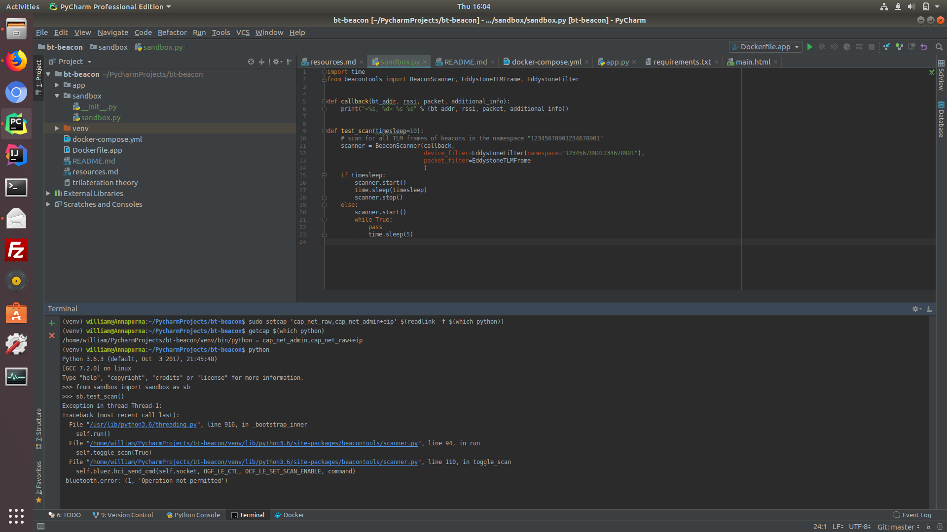 scanner.start() results in `_bluetooth.error: (1, 'Operation not permitted')` · Issue #17 ...