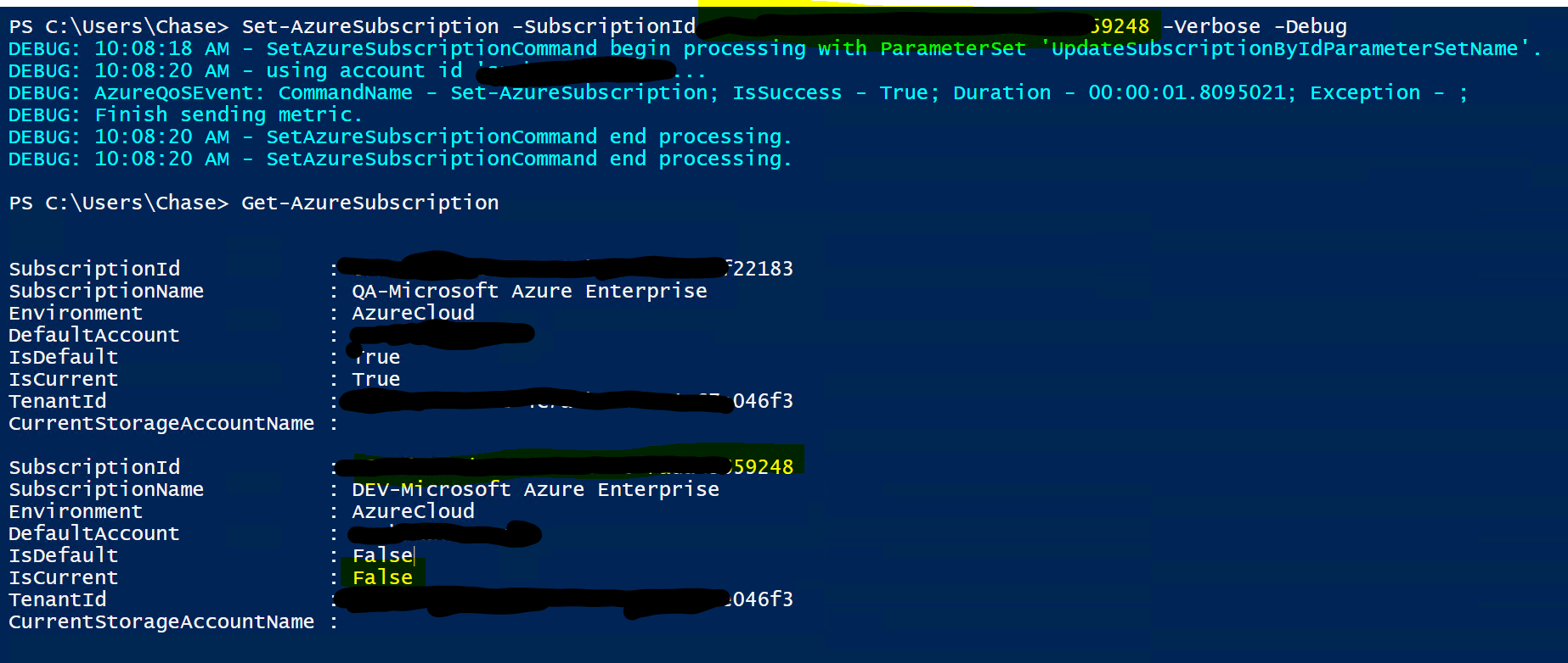 Set Azuresubscription Incorrectly Sending Success Code · Issue 9527 · Azureazure Powershell
