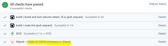 Require successful build in Gitpod to merge a pull request · Issue #492 · eclipse-cdt-cloud ...