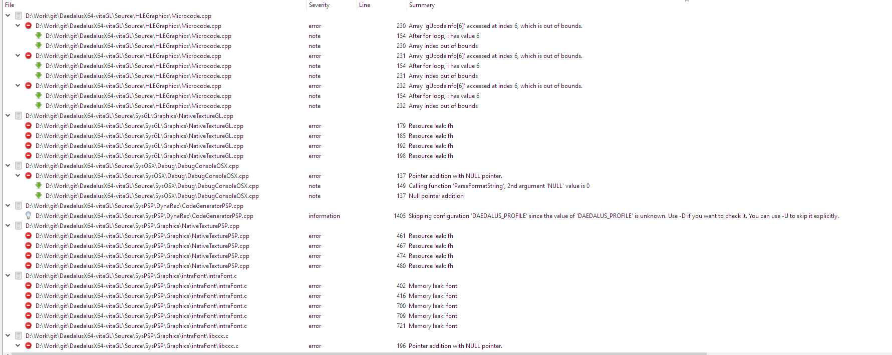 [BUG] Cppcheck Issues · Issue #60 · Rinnegatamante/DaedalusX64-vitaGL · GitHub