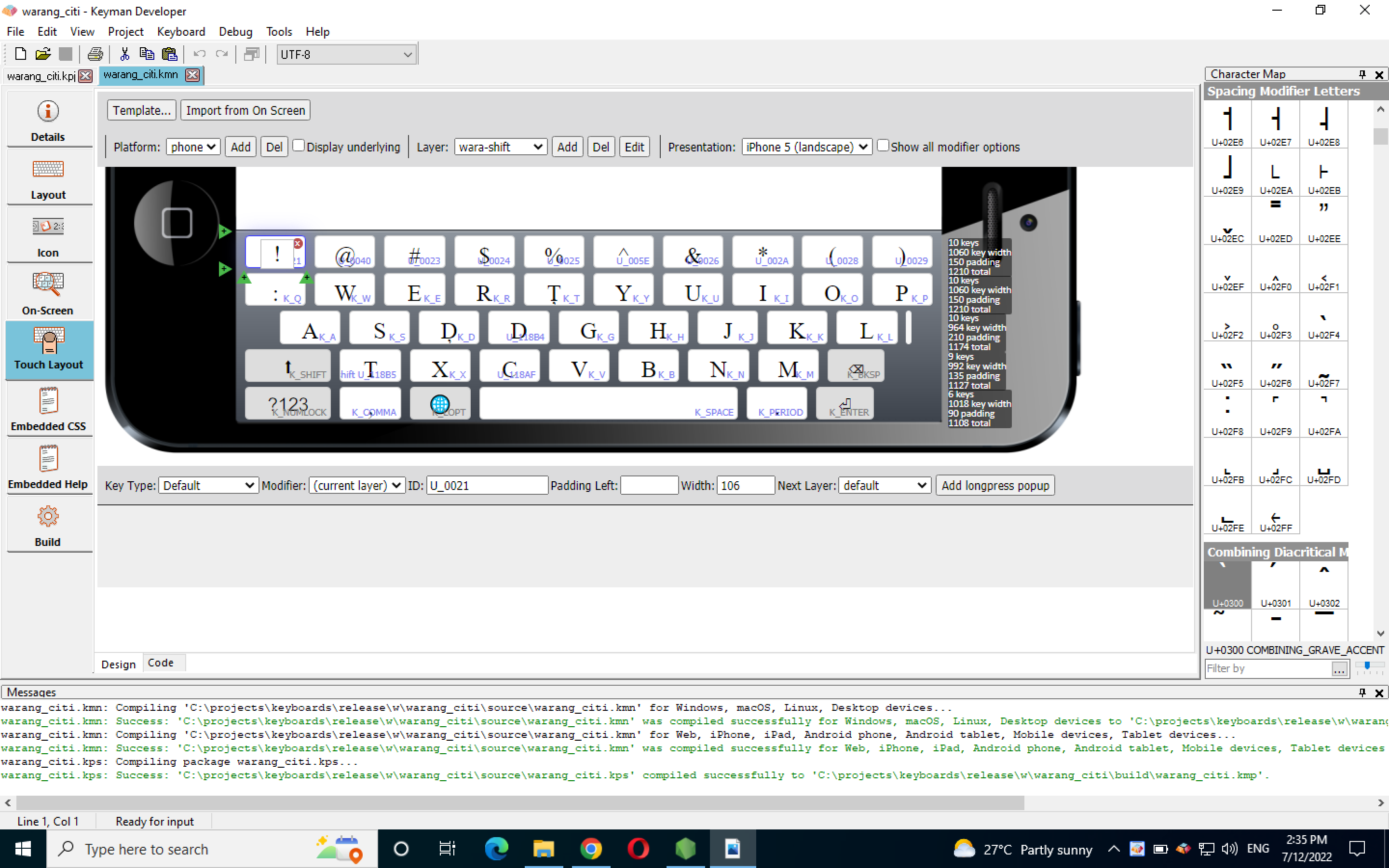 [warang_citi] bug: the keyboard was created to support Android and iOS, but the touch layout ...