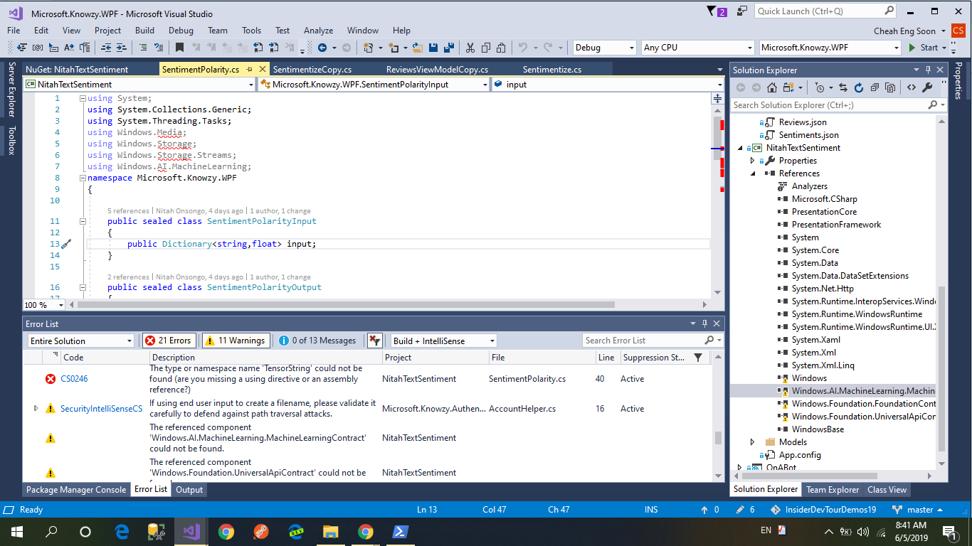 Issue in WinML Demo · Issue #8 · microsoft/InsiderDevTourDemos19 · GitHub