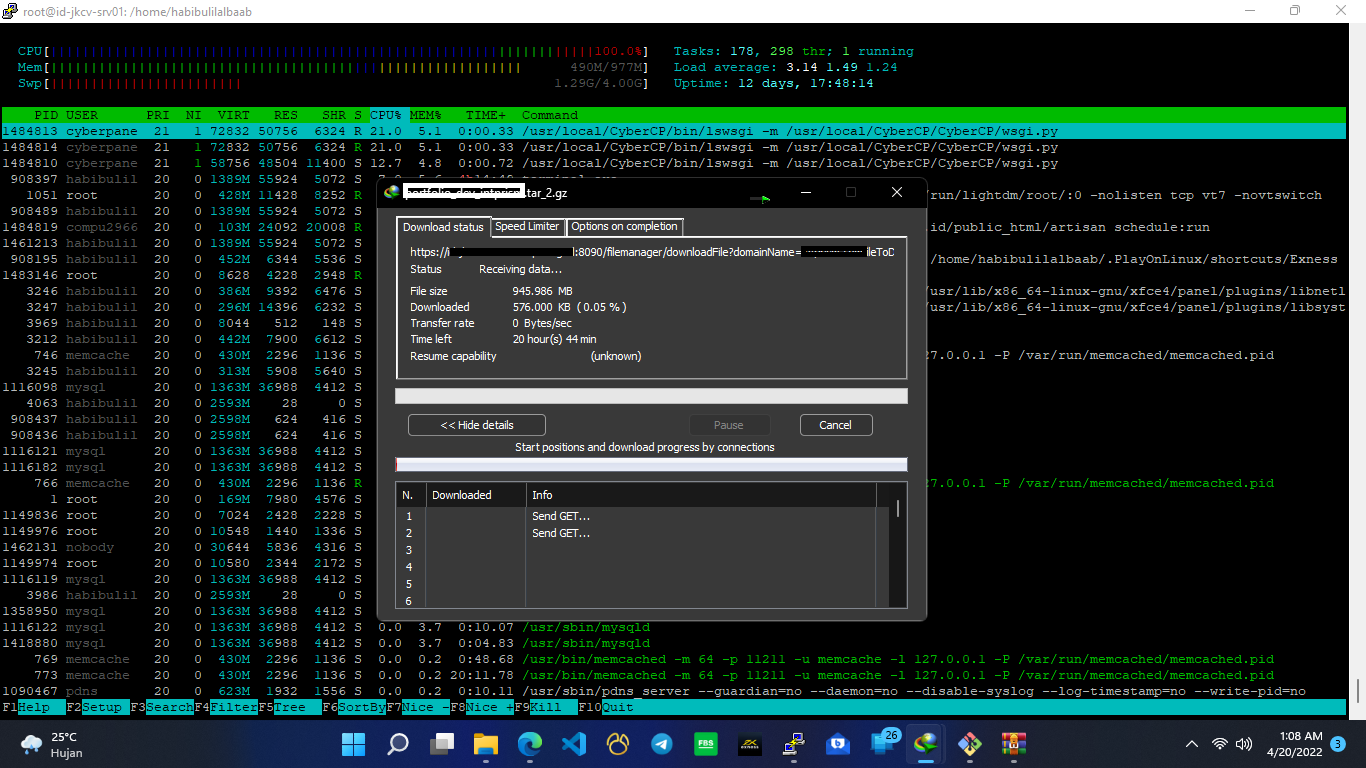 file manager download file high load CPU · Issue #857 · usmannasir/cyberpanel · GitHub