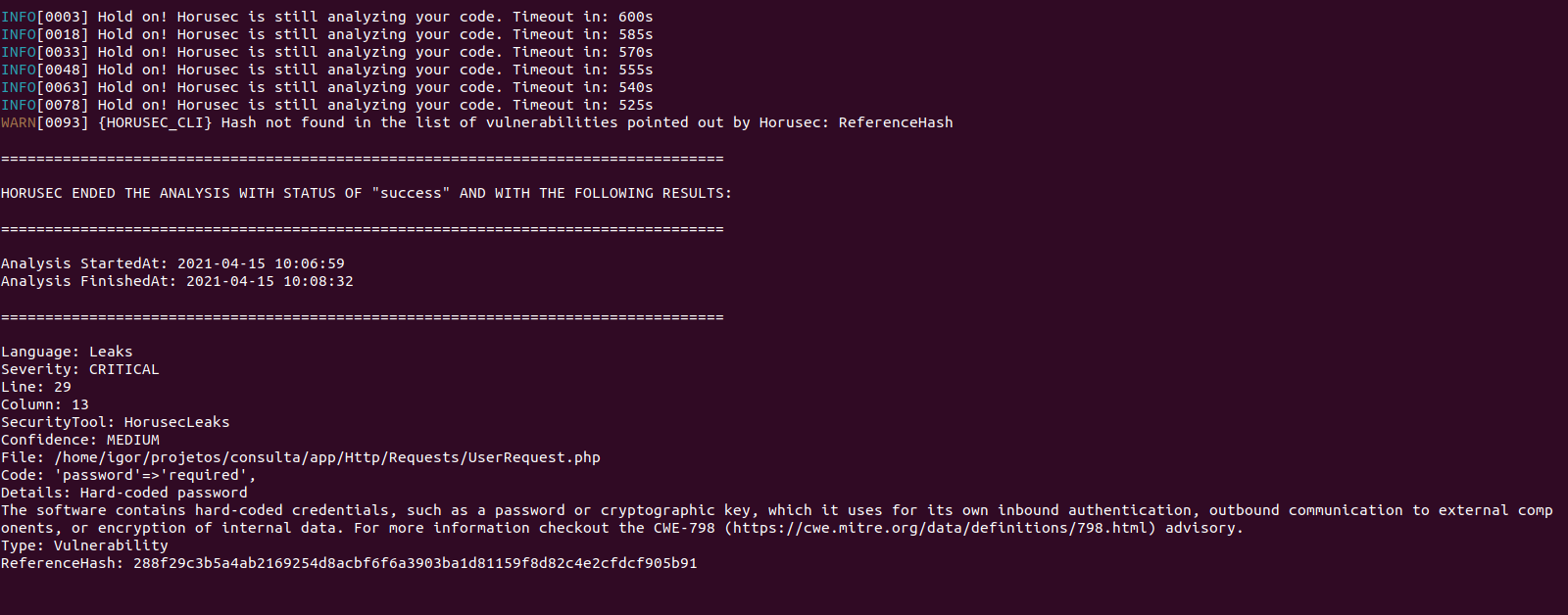 False Positive · Issue #421 · ZupIT/horusec · GitHub