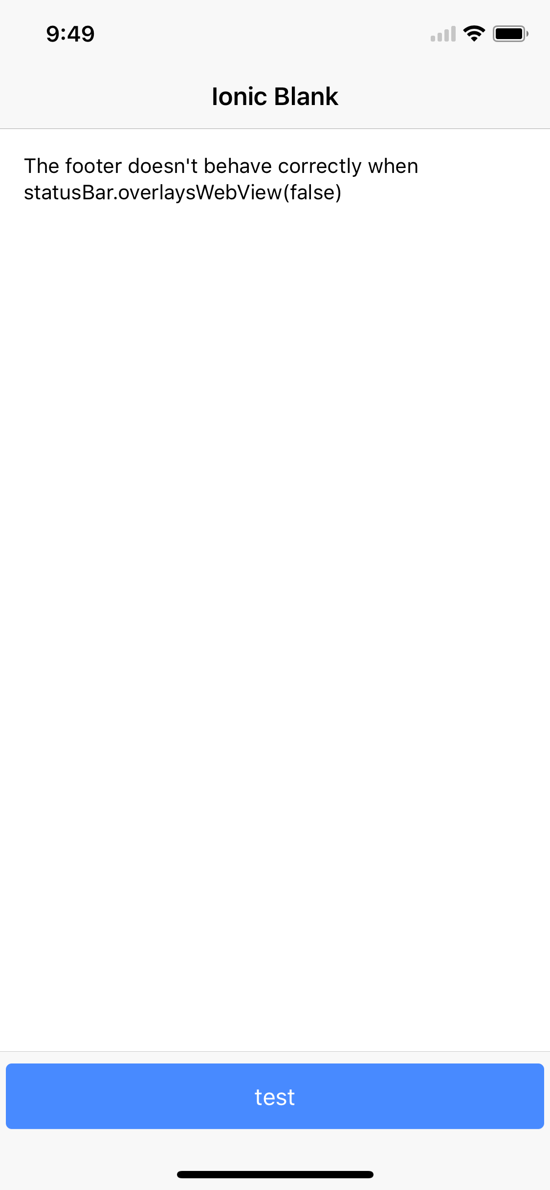 Setting Statusbaroverlayswebviewfalse Breaks The Ion Footer On All