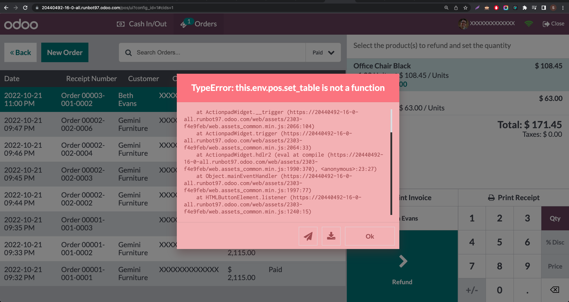 [16.0] pos_restaurant: Does not allow refund · Issue #103866 · odoo/odoo · GitHub