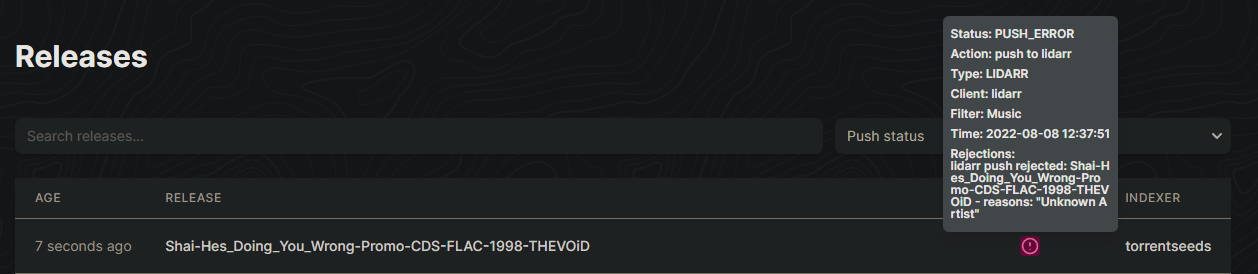Rejected lidarr pushes are reported as a PUSH_ERROR · Issue #401 · autobrr/autobrr · GitHub
