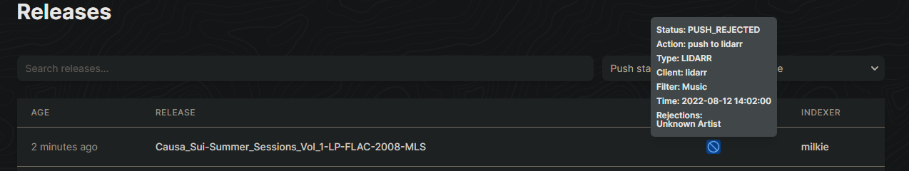 Rejected lidarr pushes are reported as a PUSH_ERROR · Issue #401 · autobrr/autobrr · GitHub