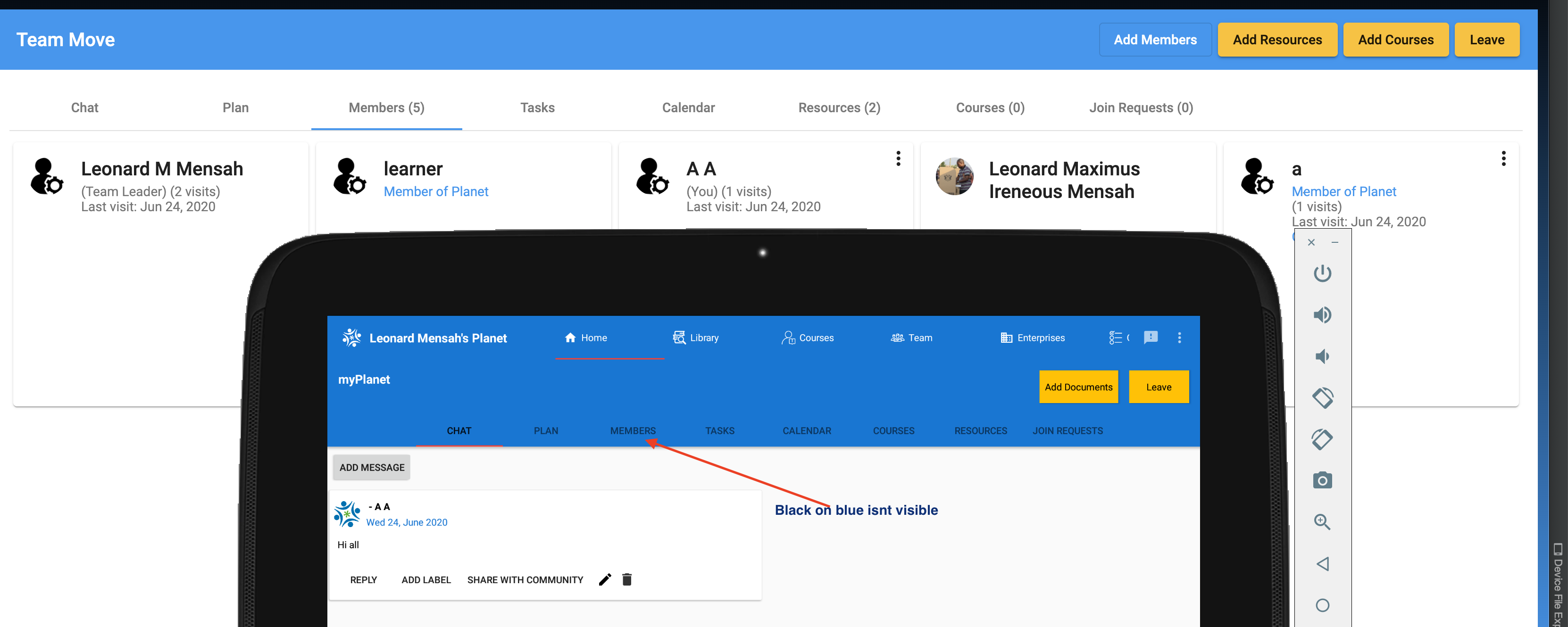 Team: Change tab color contrast · Issue #1879 · open-learning-exchange/myplanet · GitHub