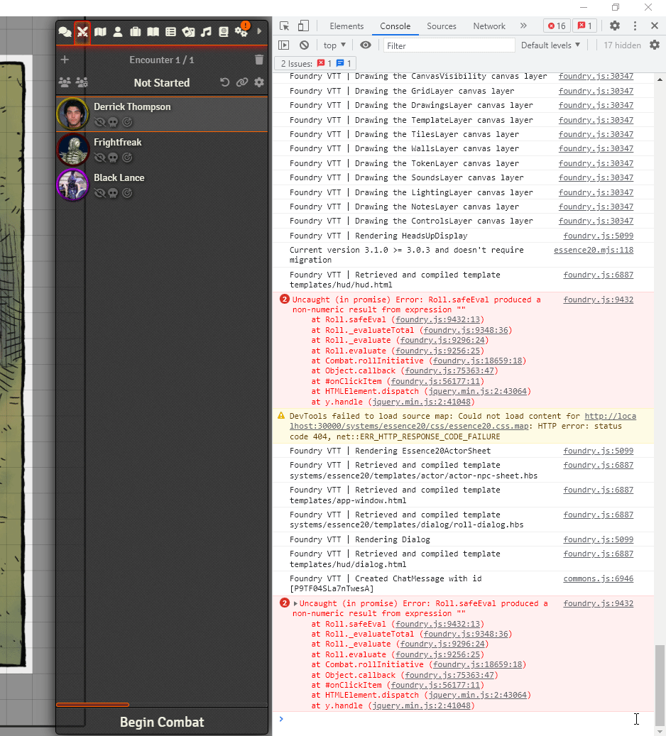 Combat Tracker No longer assignable · Issue #364 · WookieeMatt/Essence20 · GitHub