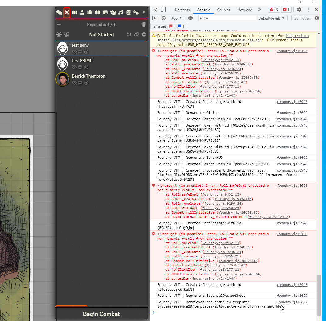 Combat Tracker No longer assignable · Issue #364 · WookieeMatt/Essence20 · GitHub