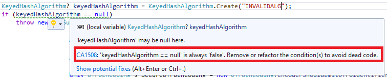 CA1508 false positive on "Create" methods in nullable context · Issue ...