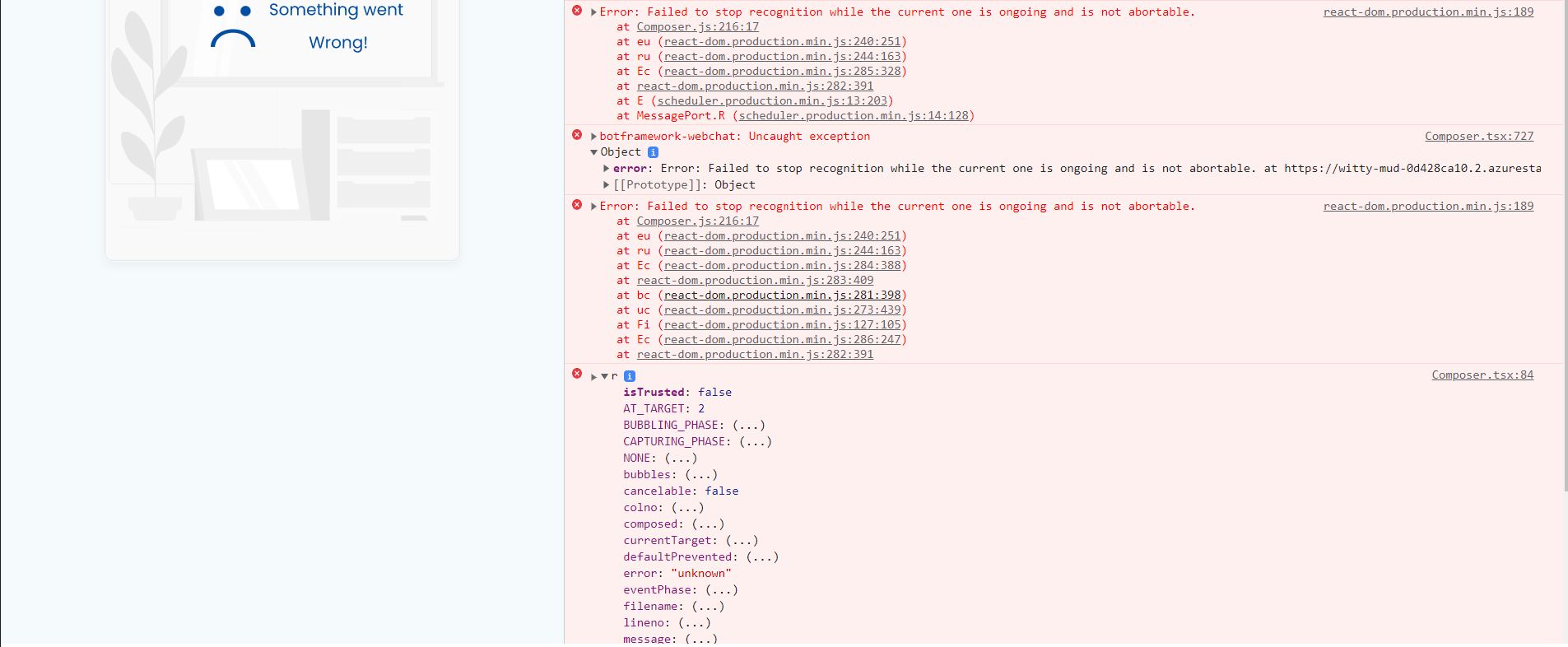 DLSpeech: Composer crashes when Mic is on and another activity with input hint "expecting" is ...