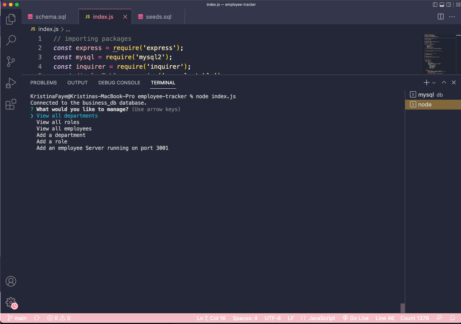 GitHub - KGlinoga/employee-tracker