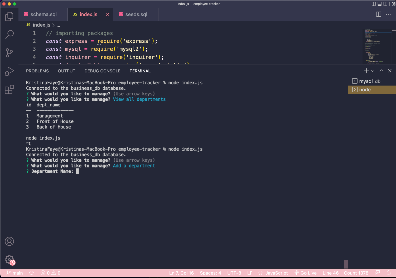 GitHub - KGlinoga/employee-tracker