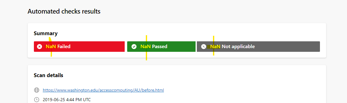 On Automated check report, summary bar shows NaN · Issue #852 · microsoft/accessibility-insights ...