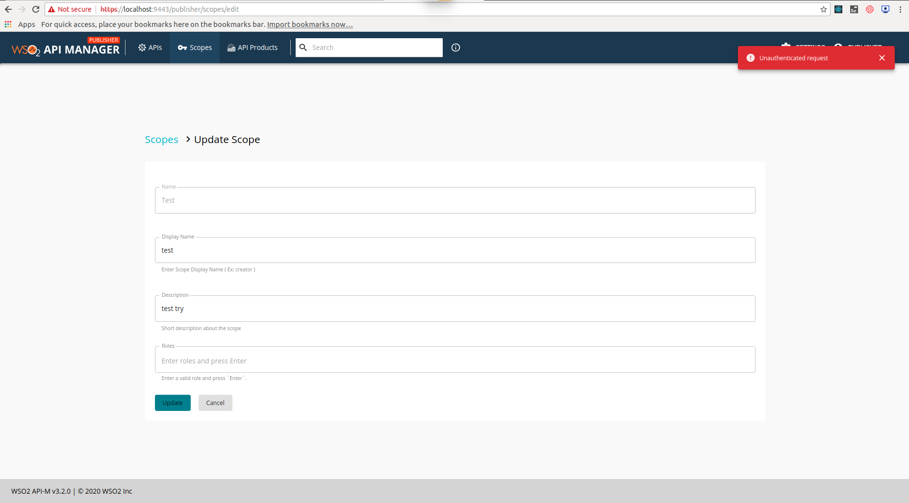 Error When Trying To Edit Shared Scope While Logged In As A Non Admin User Issue 8456 Wso2 