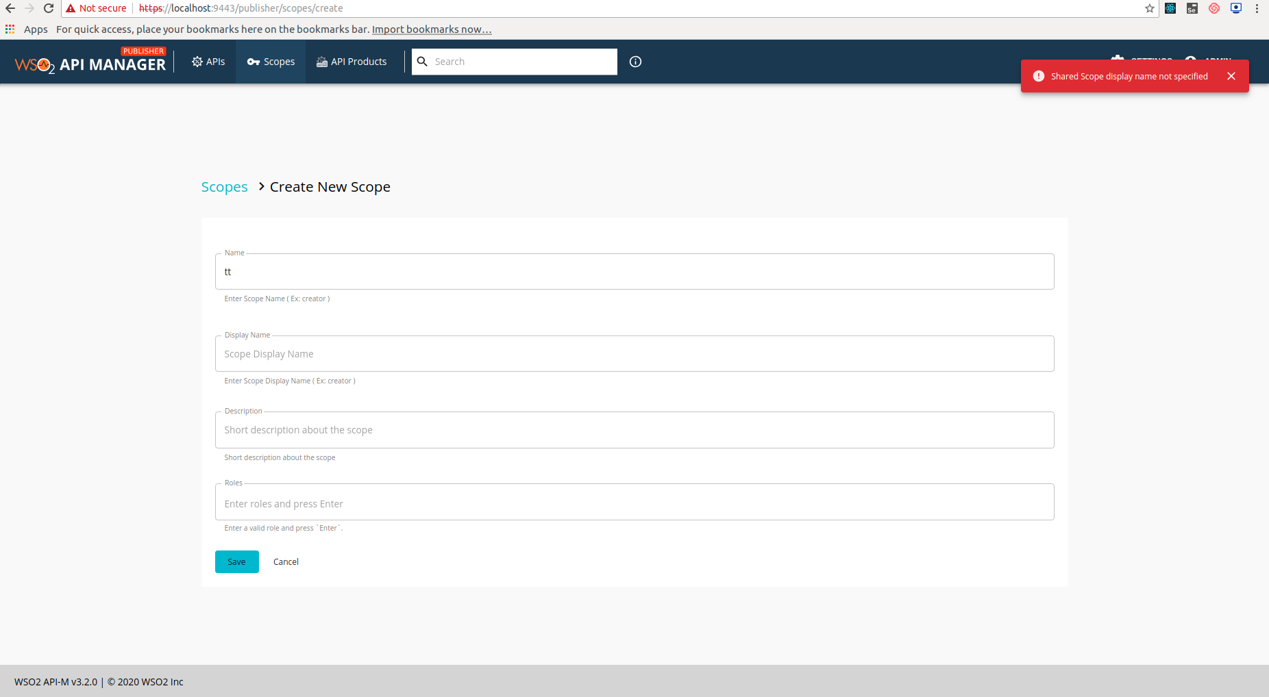 Error when trying to add Shared scope with empty display name · Issue #8460 · wso2/product-apim ...