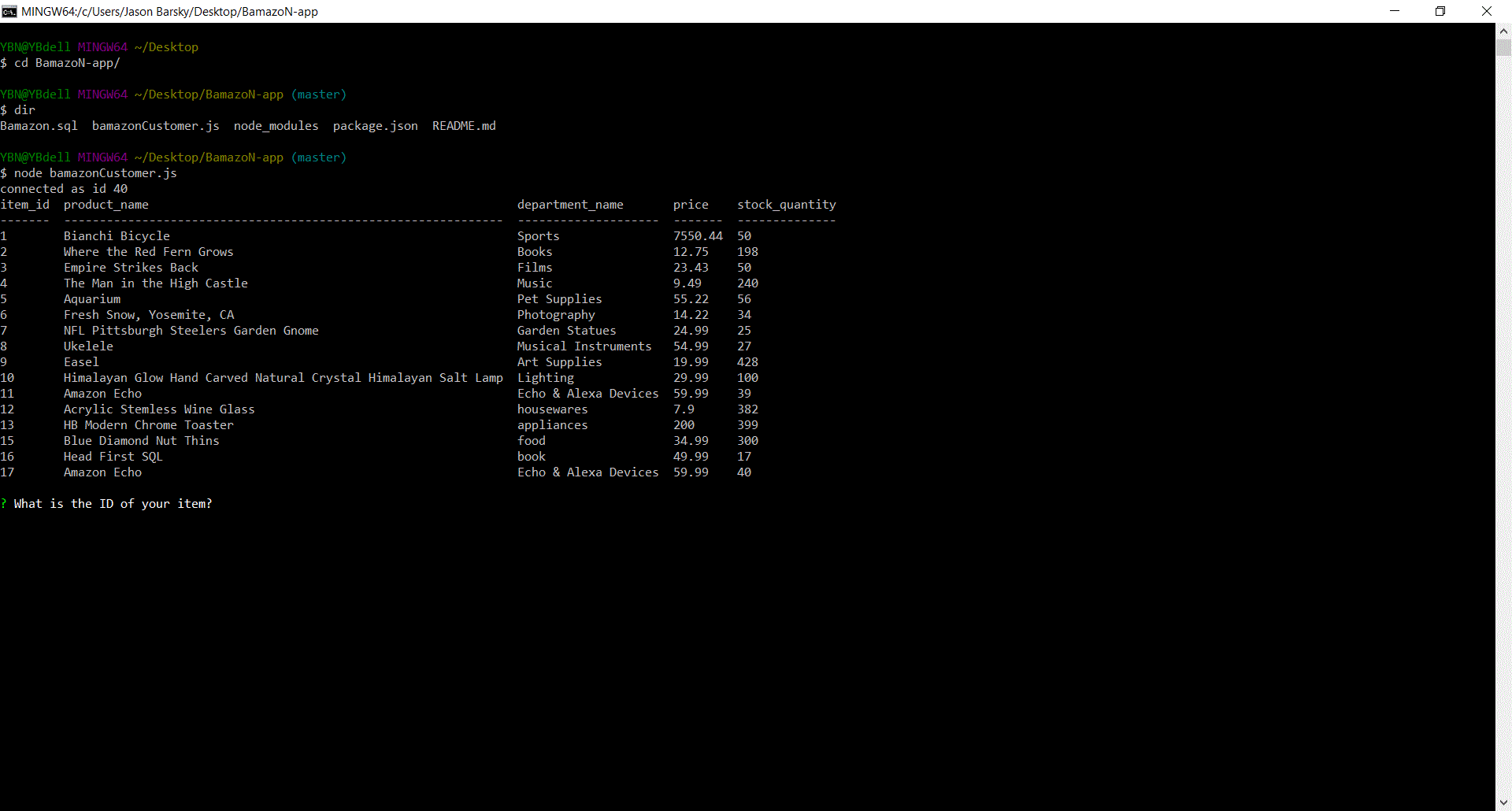 GitHub - Johcare/BamazoN-app