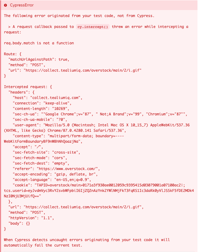 cy.intercept does not recognize match as function on intercepted request body. · Issue #14568 ...