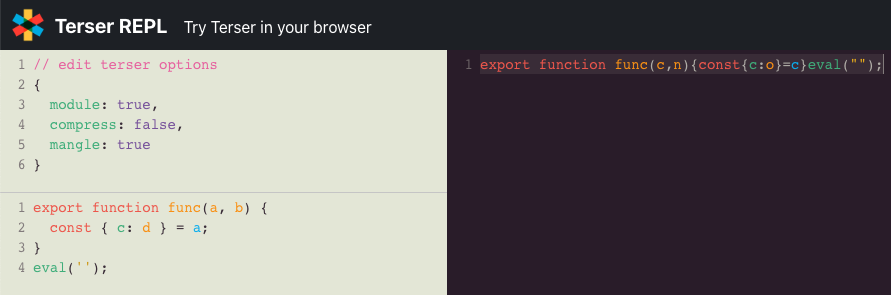 Mangling redeclares variable in destructuring when `eval()` is present · Issue #7261 · swc ...