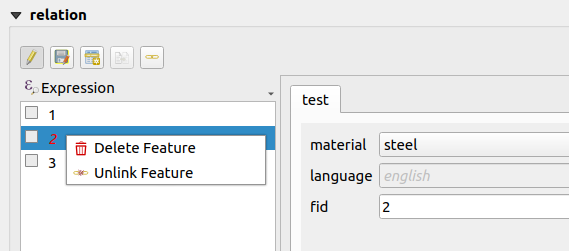 Delete Unlink Function Available In Relation Editor Widget · Issue 6221