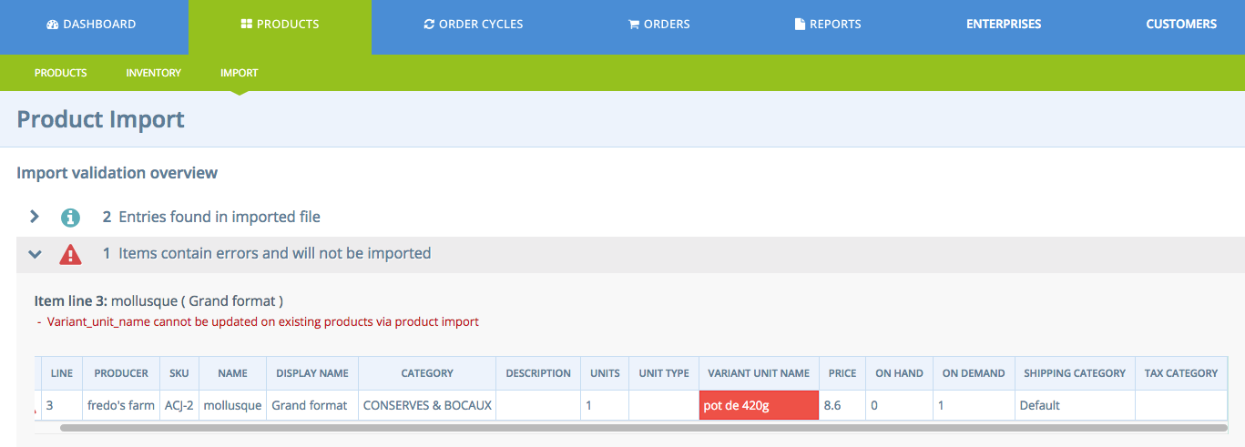 [Product import] Incorrect error message when different variant unit names · Issue #9870 ...
