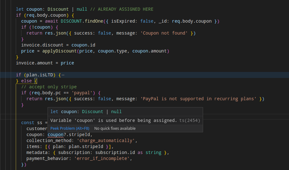 Variable Is Defined Still I Am Getting Ts2454 Error · Issue 42143 · Microsofttypescript · Github