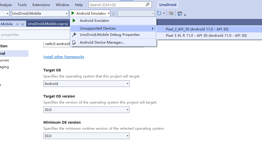 The default uno Android project template cannot be debugged in Visual Studio 2022 preview ...