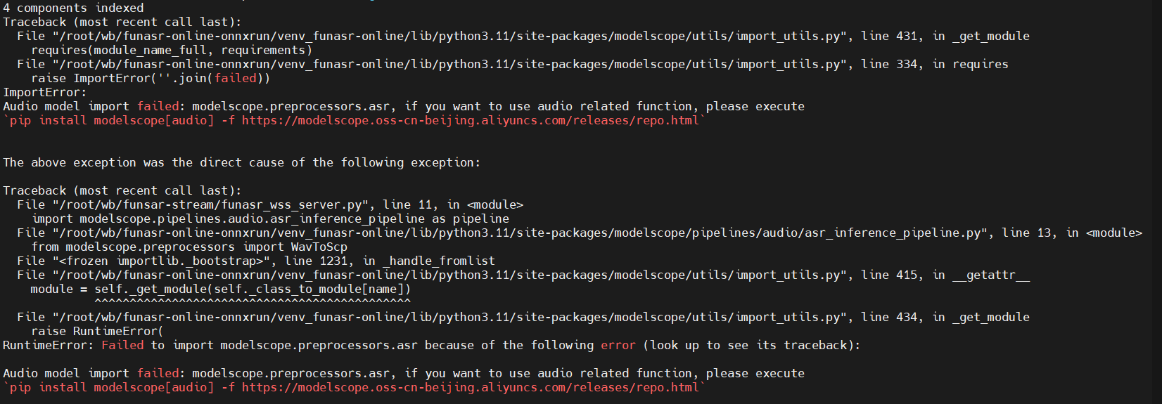 流语音识别，运行服务程序报错 · Issue #774 · alibaba-damo-academy/FunASR · GitHub