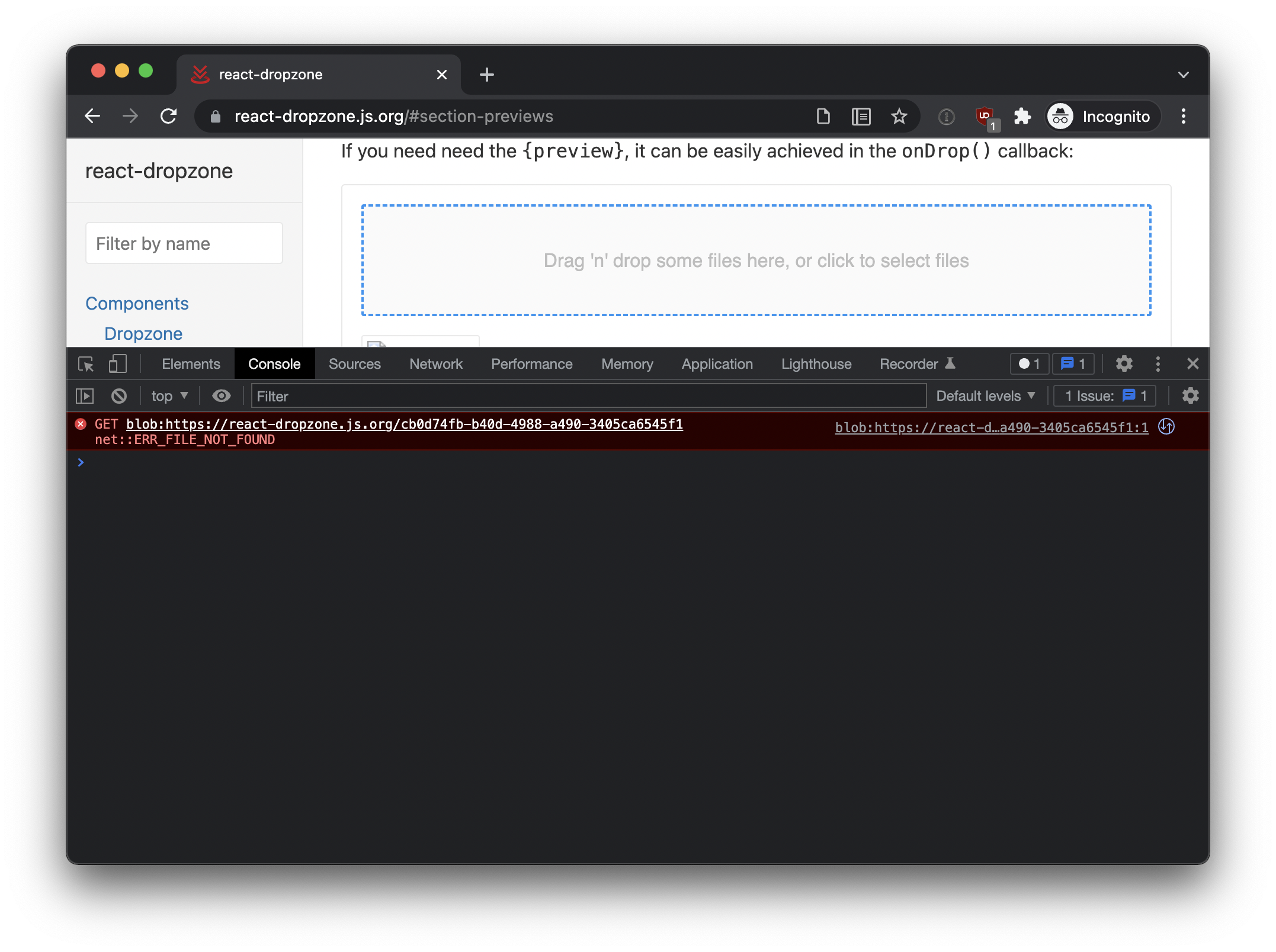Bug Previews Broke In 1203 Chrome · Issue 1149 · React Dropzonereact Dropzone · Github