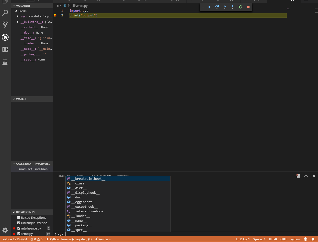 IntelliSense not working (strangely works in debug window) · Issue #987 · microsoft/python ...