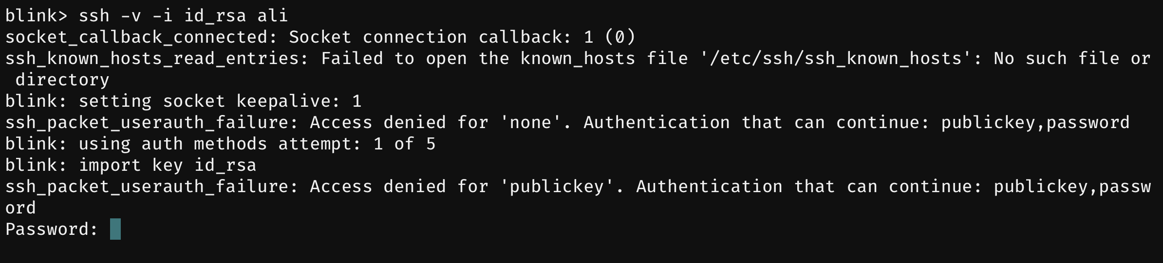 Authentication with puiblic key fails on iOS 14/iPadOS 14 · Issue #1129 · blinksh/blink · GitHub