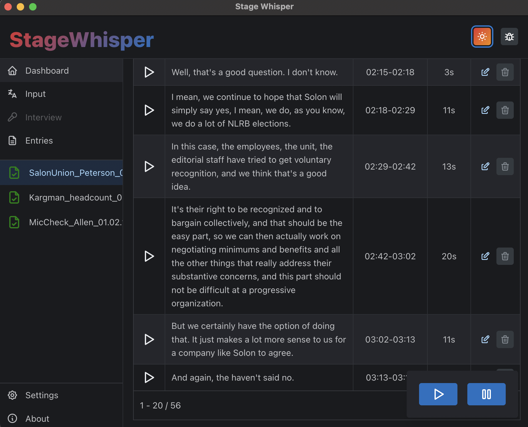 Play/pause controls block transcription page numbers · Issue #83 · Stage-Whisper/Stage-Whisper ...