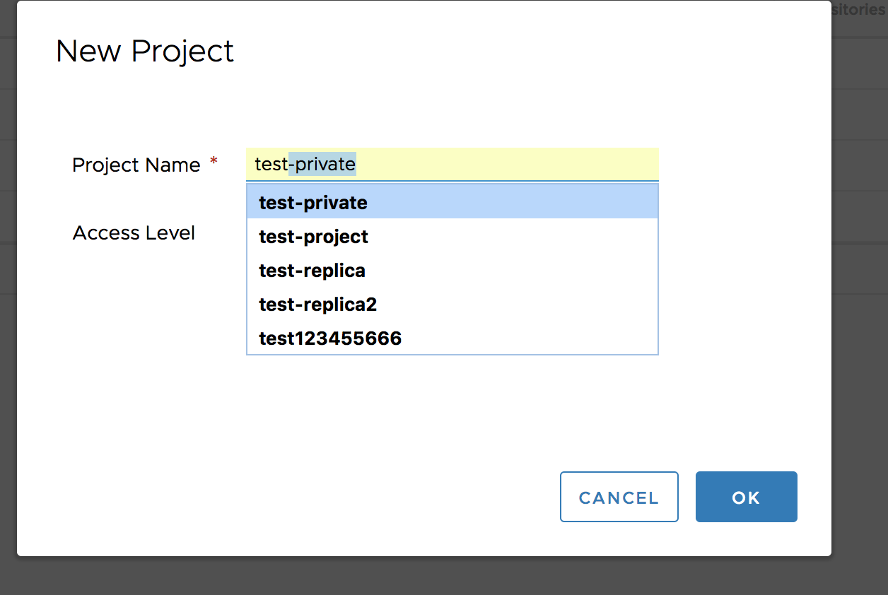 Should not list existing project name when to create project · Issue ...