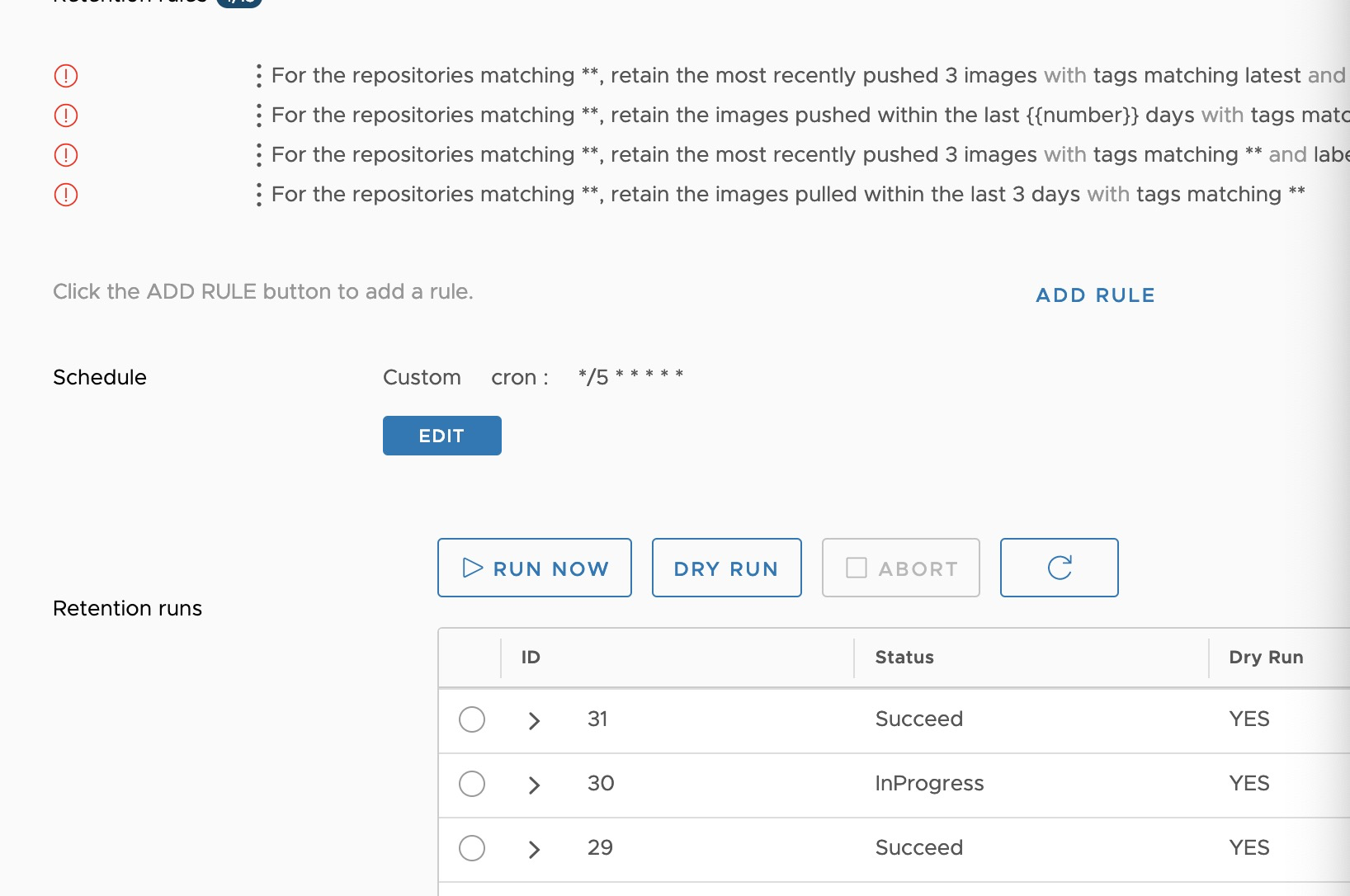 [tag retention] corn for every 5 seconds doesn't work · Issue #8690 · goharbor/harbor · GitHub