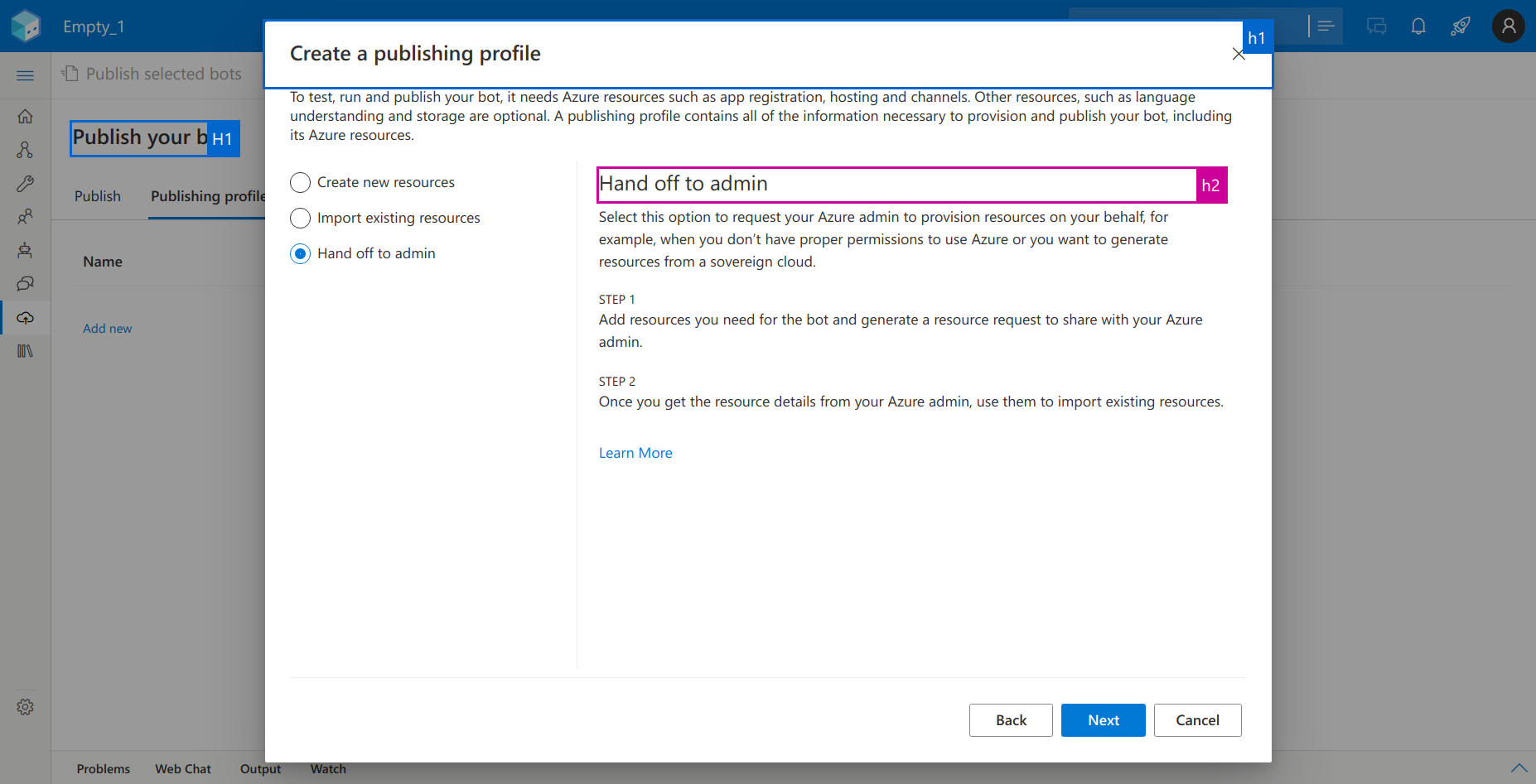 fix: a11y add headings for Configure and Create publishing profile pages by OEvgeny · Pull ...